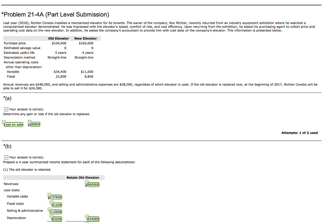 Solved *Problem 21-4A (Part Level Submission) Last year | Chegg.com
