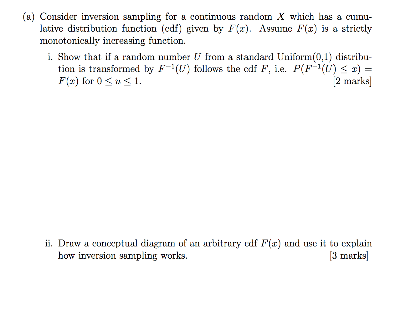 Solved (a) Consider inversion sampling for a continuous | Chegg.com
