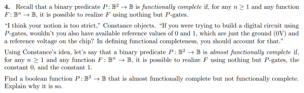 Solved 4. Recall that a binary predicate P: B2 → B is | Chegg.com