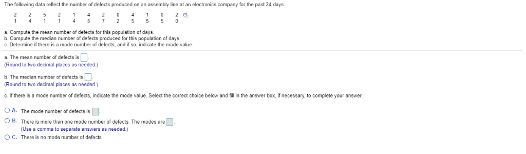 Solved The following data reflect the number of defects | Chegg.com