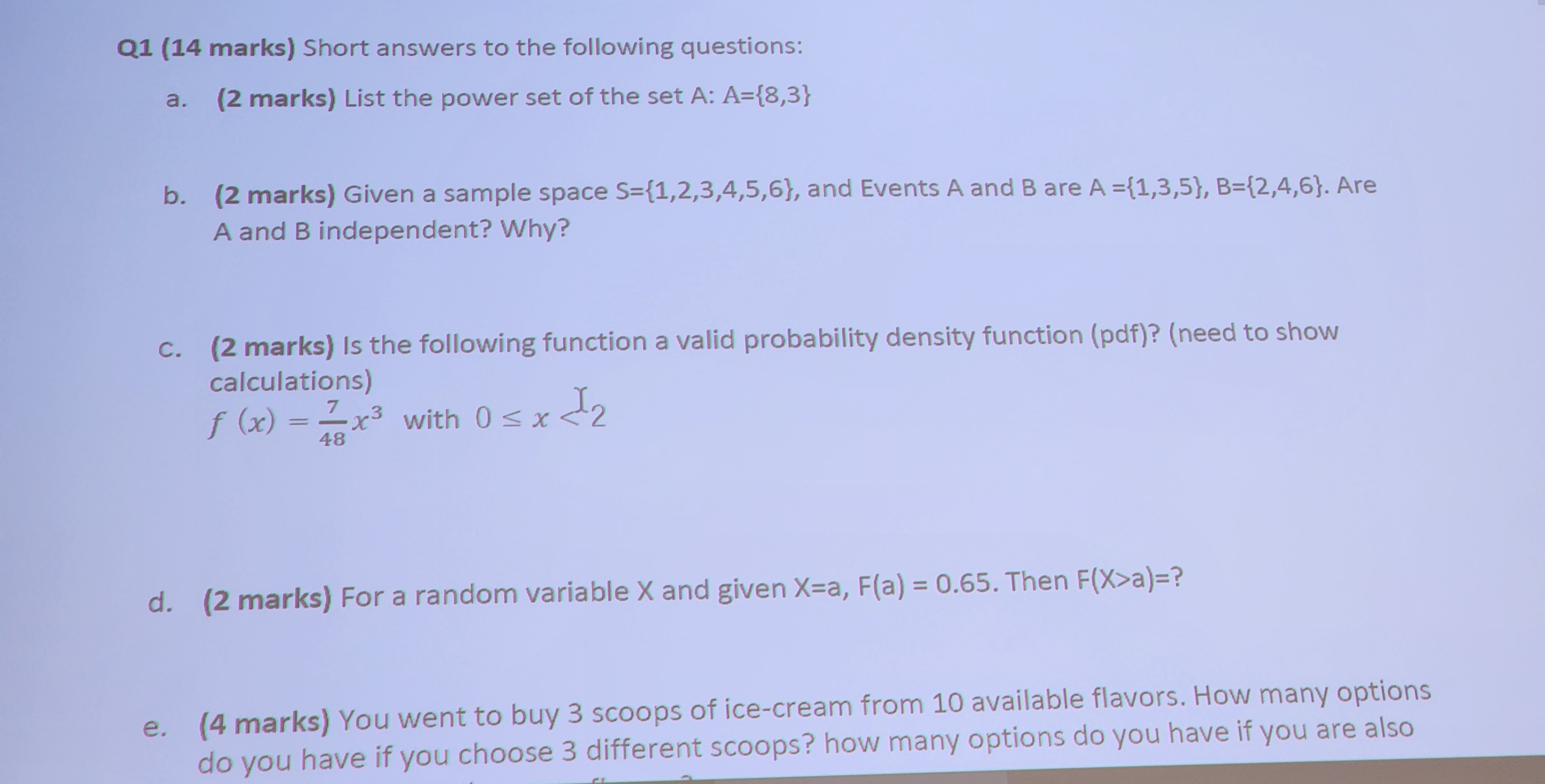 Solved a. (2 marks) List the power set of the set A:A={8,3} | Chegg.com