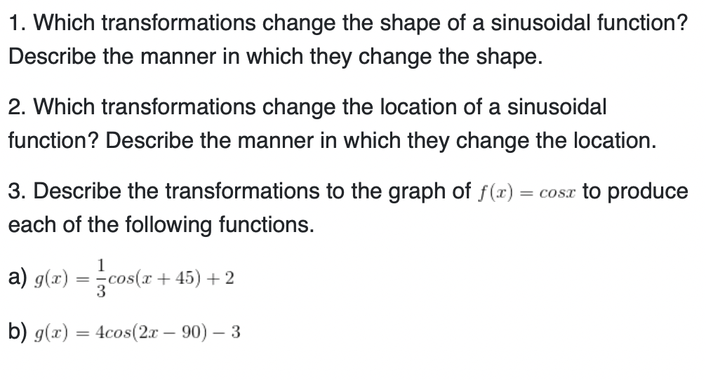 Solved 1. Which transformations change the shape of a | Chegg.com