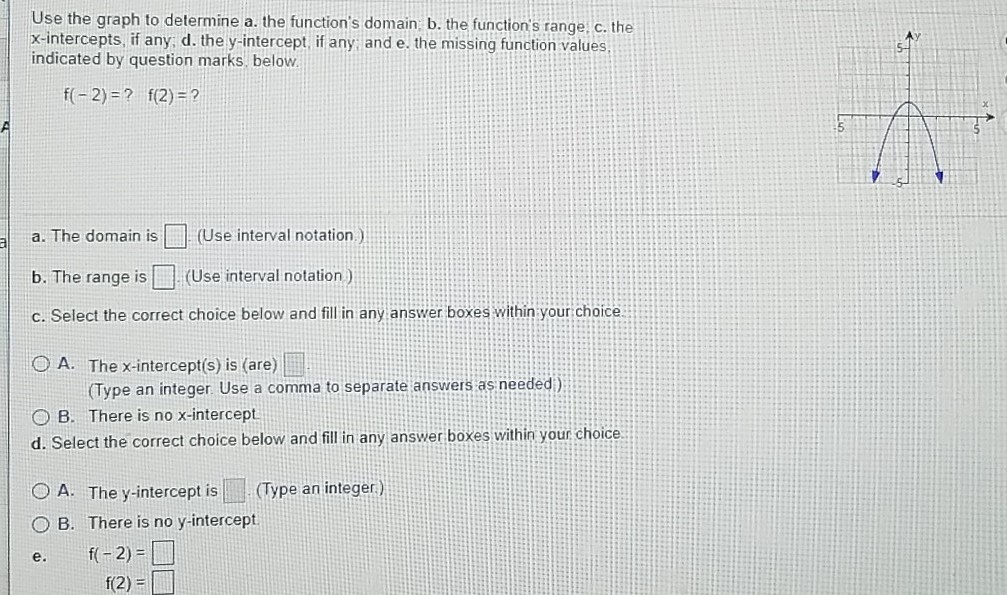 Solved Use The Graph To Determine A The Function S Domain