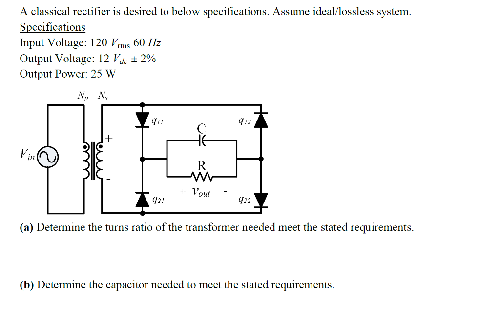 Solved A classical rectifier is desired to below | Chegg.com