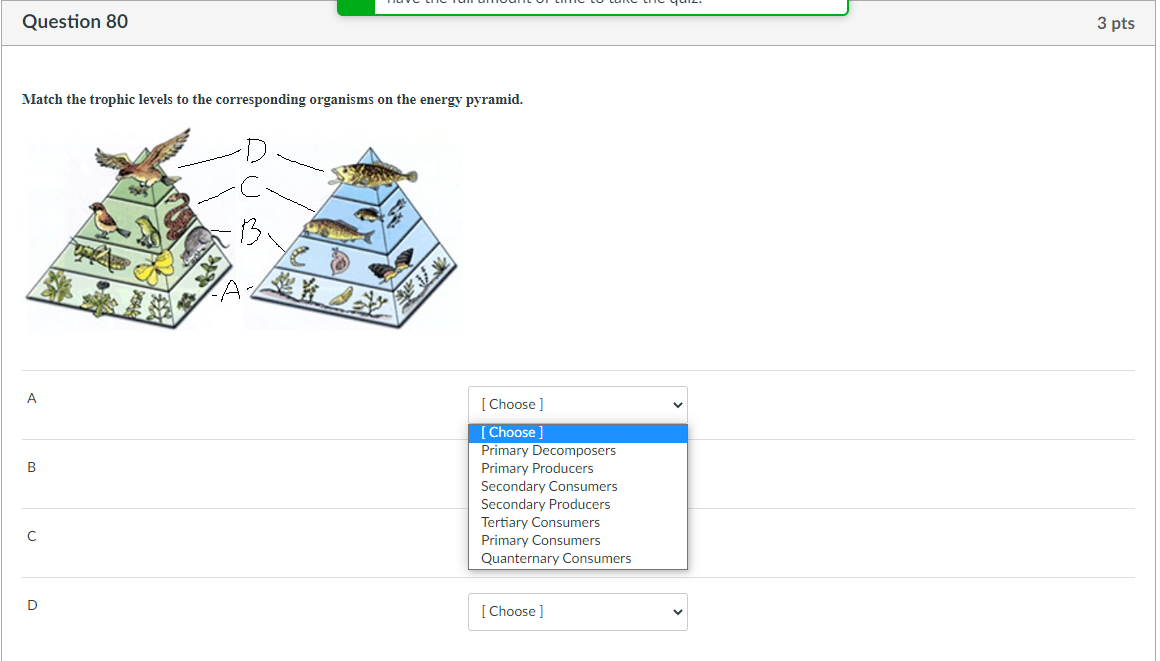 Solved Question 80 3 pts Match the trophic levels to the | Chegg.com