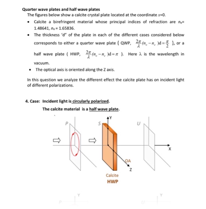 Solved Quarter wave plates and half wave plates The figures | Chegg.com