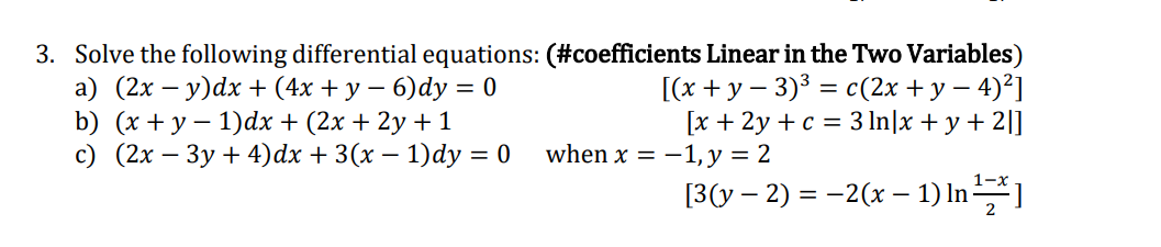 Solved Solve the following differential equations: | Chegg.com