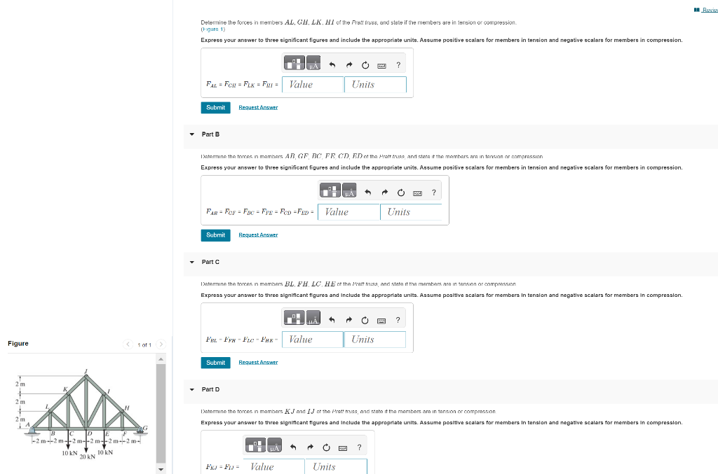 Solved Determine the focces in members AL, CiH, LK, Hl of | Chegg.com
