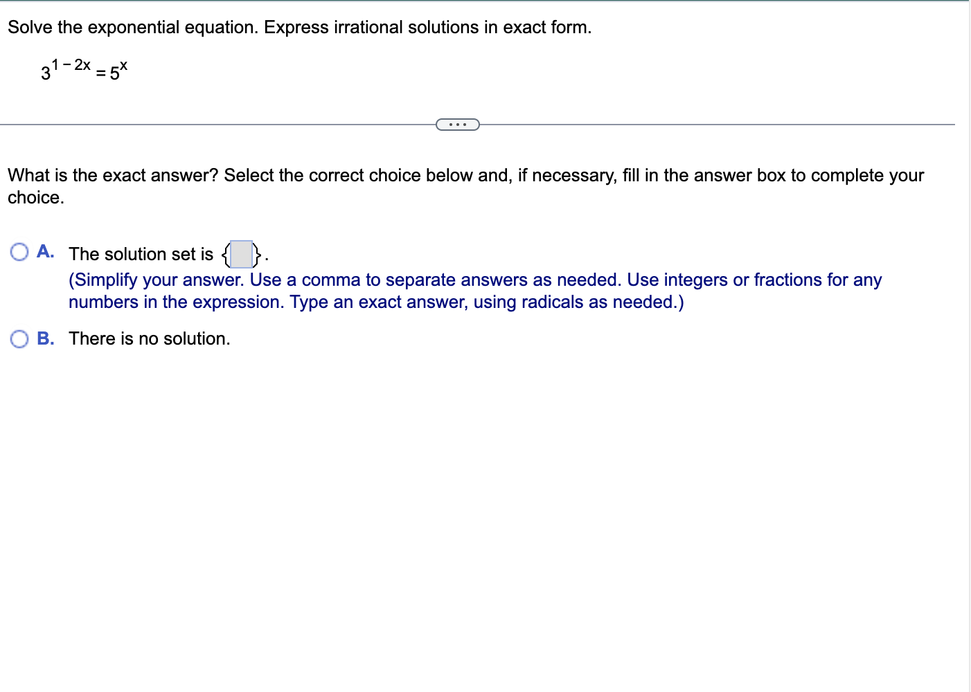 Solved Solve the exponential equation. Express irrational | Chegg.com
