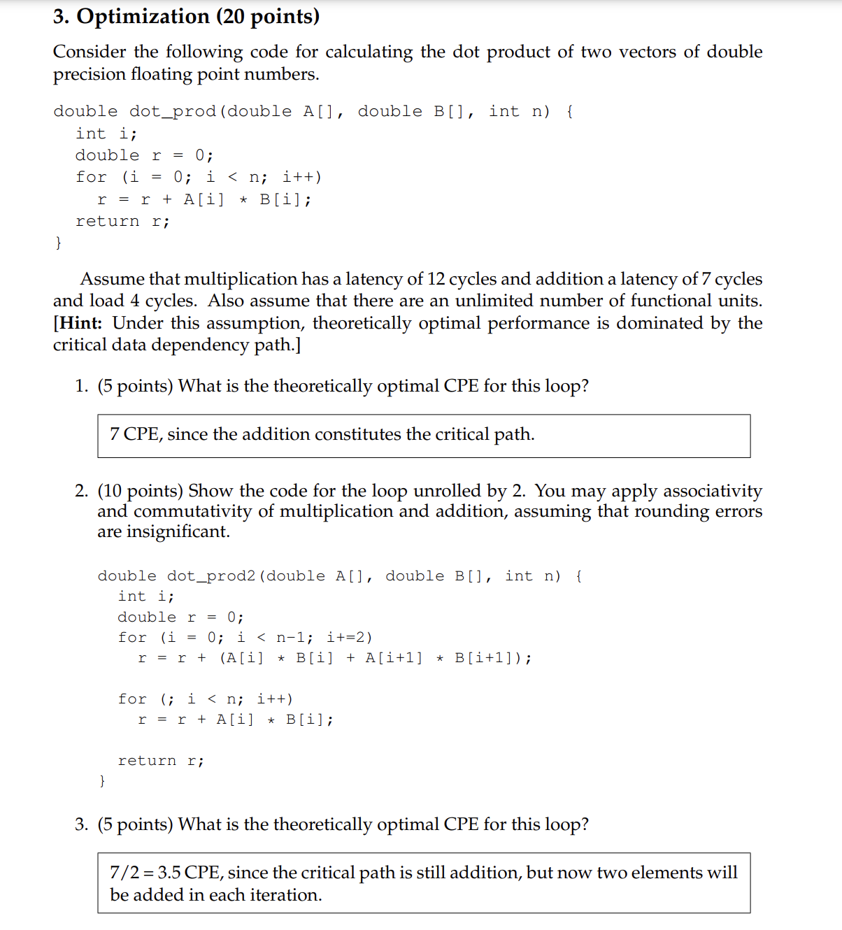 Solved Optimization 20 points Consider The Following Code