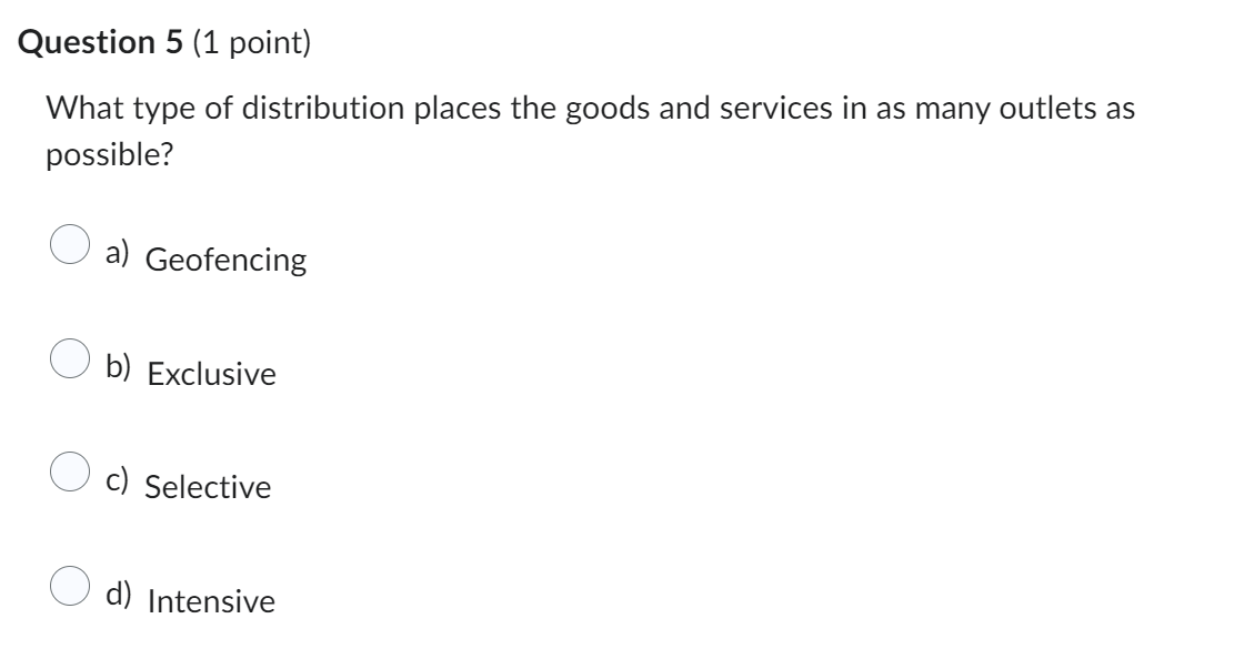 Solved What type of distribution places the goods and | Chegg.com