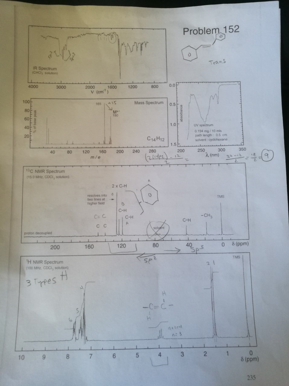 Solved What is the structure of C14H12 with mw 180 based on | Chegg.com