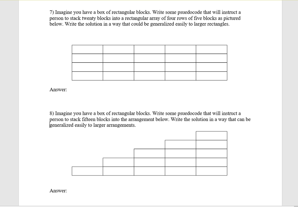 Solved 7) Imagine you have a box of rectangular blocks. | Chegg.com