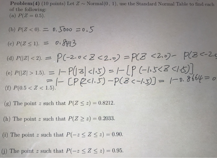 Solved Normal (0, 1), use the Standard Normal Table to find | Chegg.com