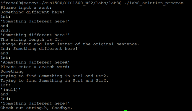 Solved For this lab, we will continue working with string.h | Chegg.com