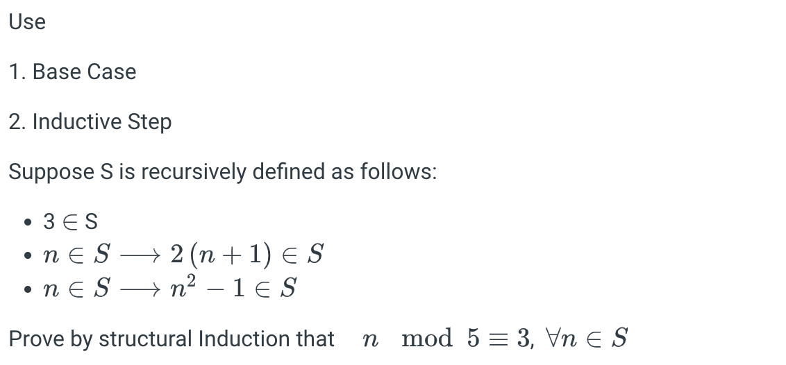 Solved UseBase CaseInductive StepSuppose S ﻿is recursively | Chegg.com