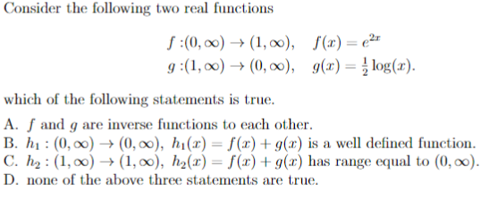 Solved Consider the following two real functions | Chegg.com