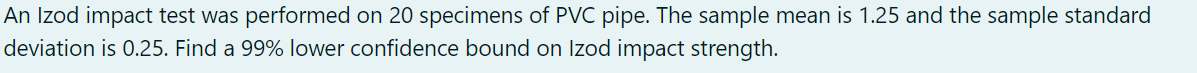 Solved An Izod impact test was performed on 20 specimens of | Chegg.com