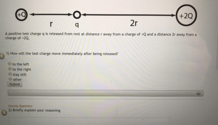 Solved +2Q 2r A positive test charge q is released from rest | Chegg.com