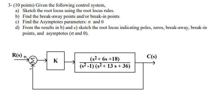 Solved 3- (10 points) Given the following control system, a) | Chegg.com