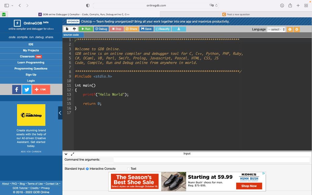 Solved We are using onlinegdb.com Task 1 | Chegg.com