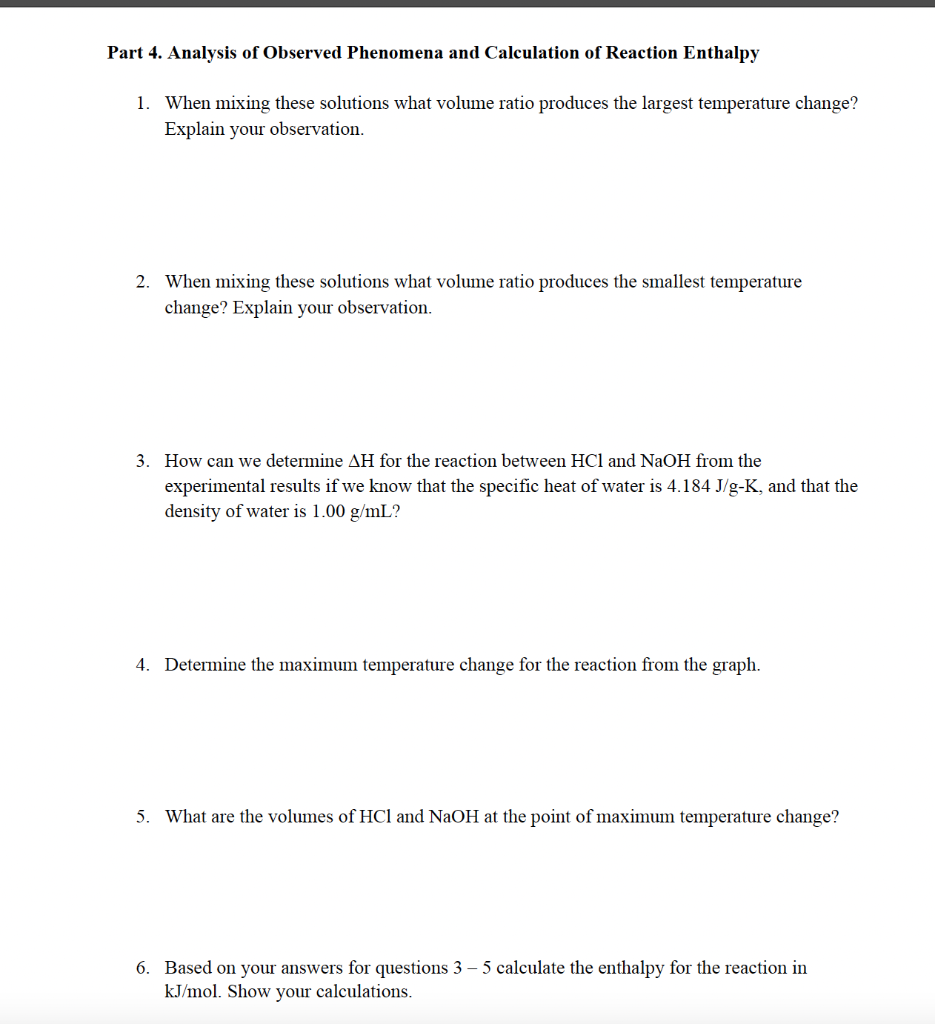 Solved Part 1. Introduction to temperature changes of | Chegg.com