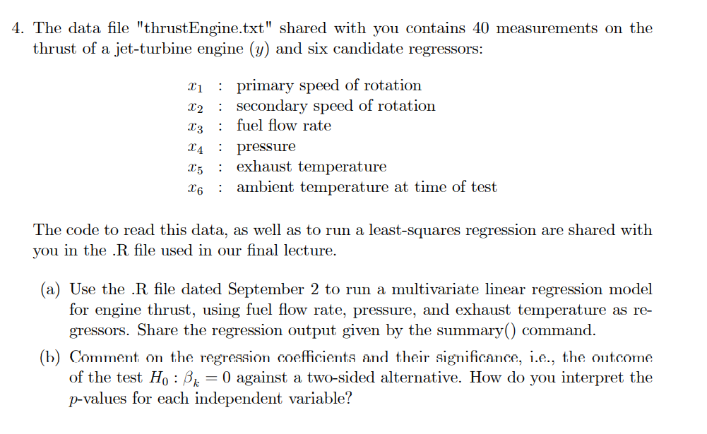 Solved Obs_Number y x1 x2 x3 x4 x5 x6 1 4540 2140 20640 | Chegg.com