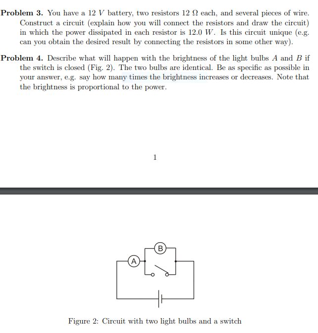 Solved Problem 3. You have a 12 V battery, two resistors 12 | Chegg.com