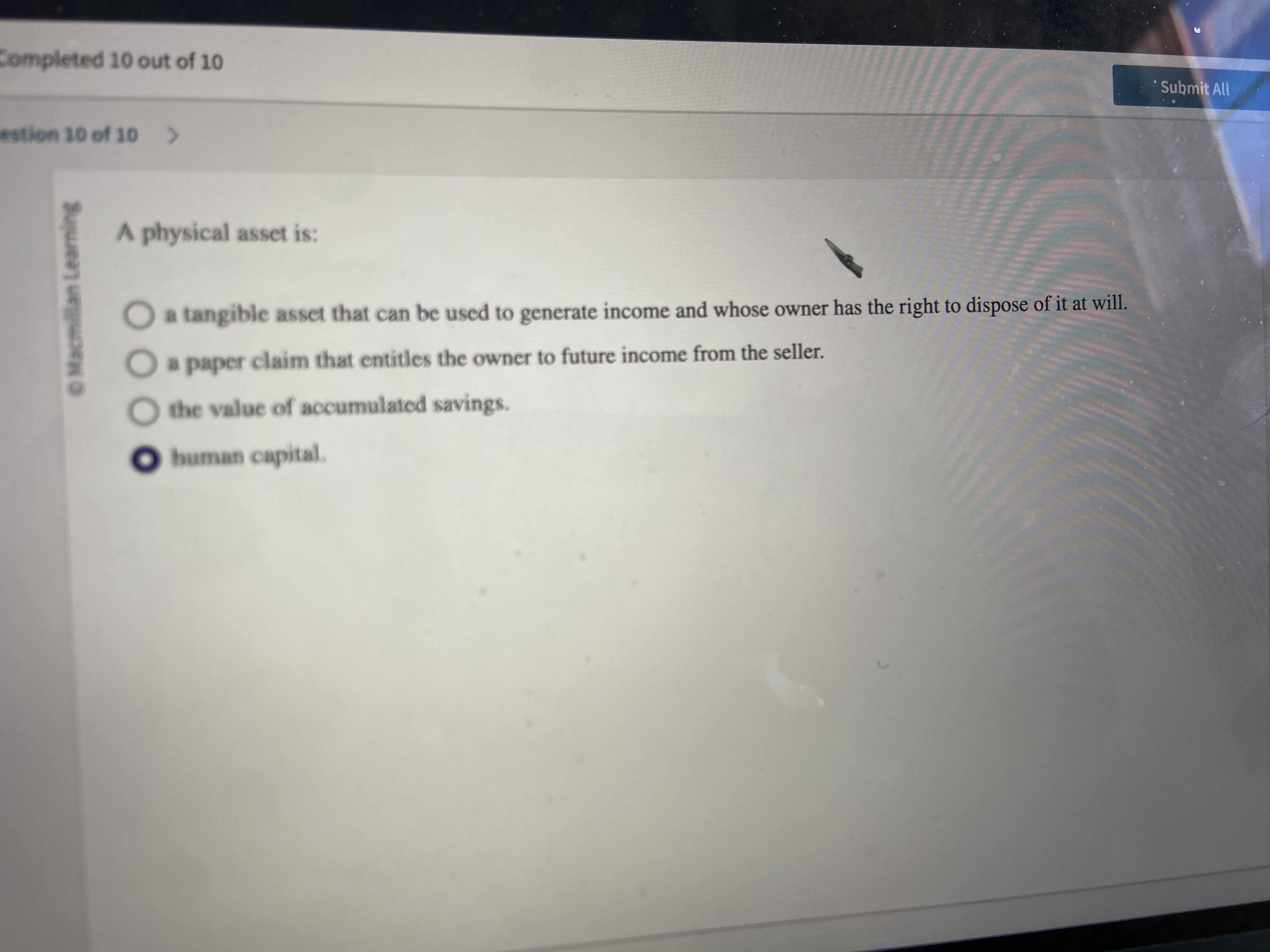 Solved A physical asset is: tangible asset that can be used | Chegg.com