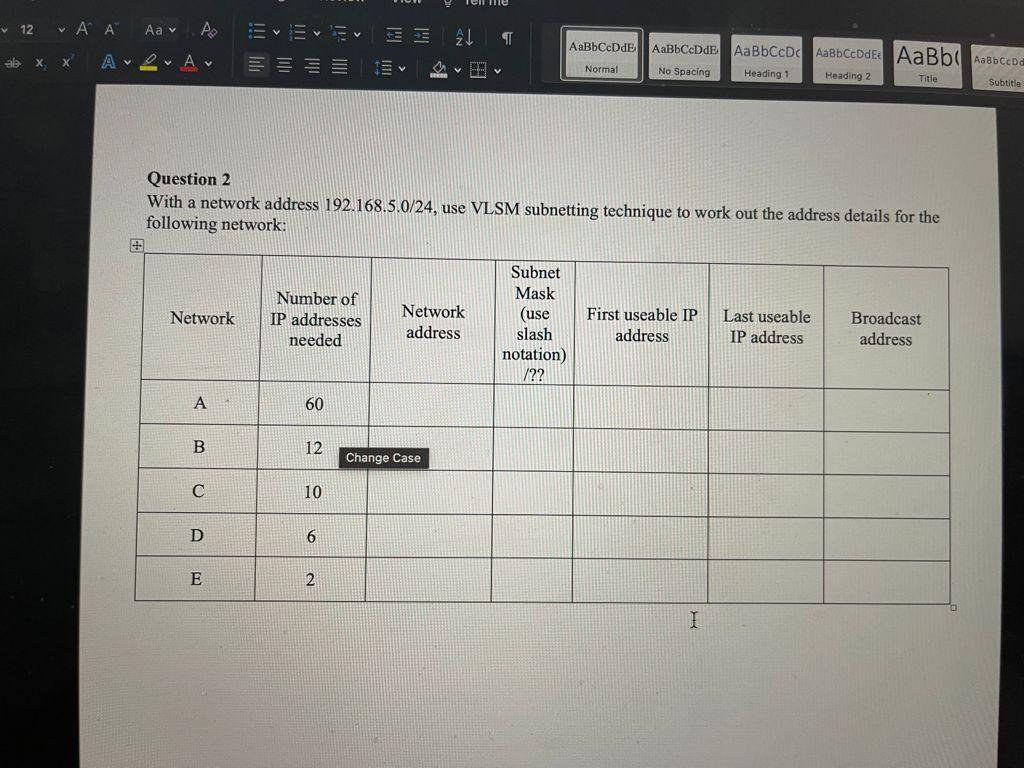 Solved He 12 v AA Аа у A 21 पा AaBbCcDdE AaBbCcDdE AaBBCCDC | Chegg.com