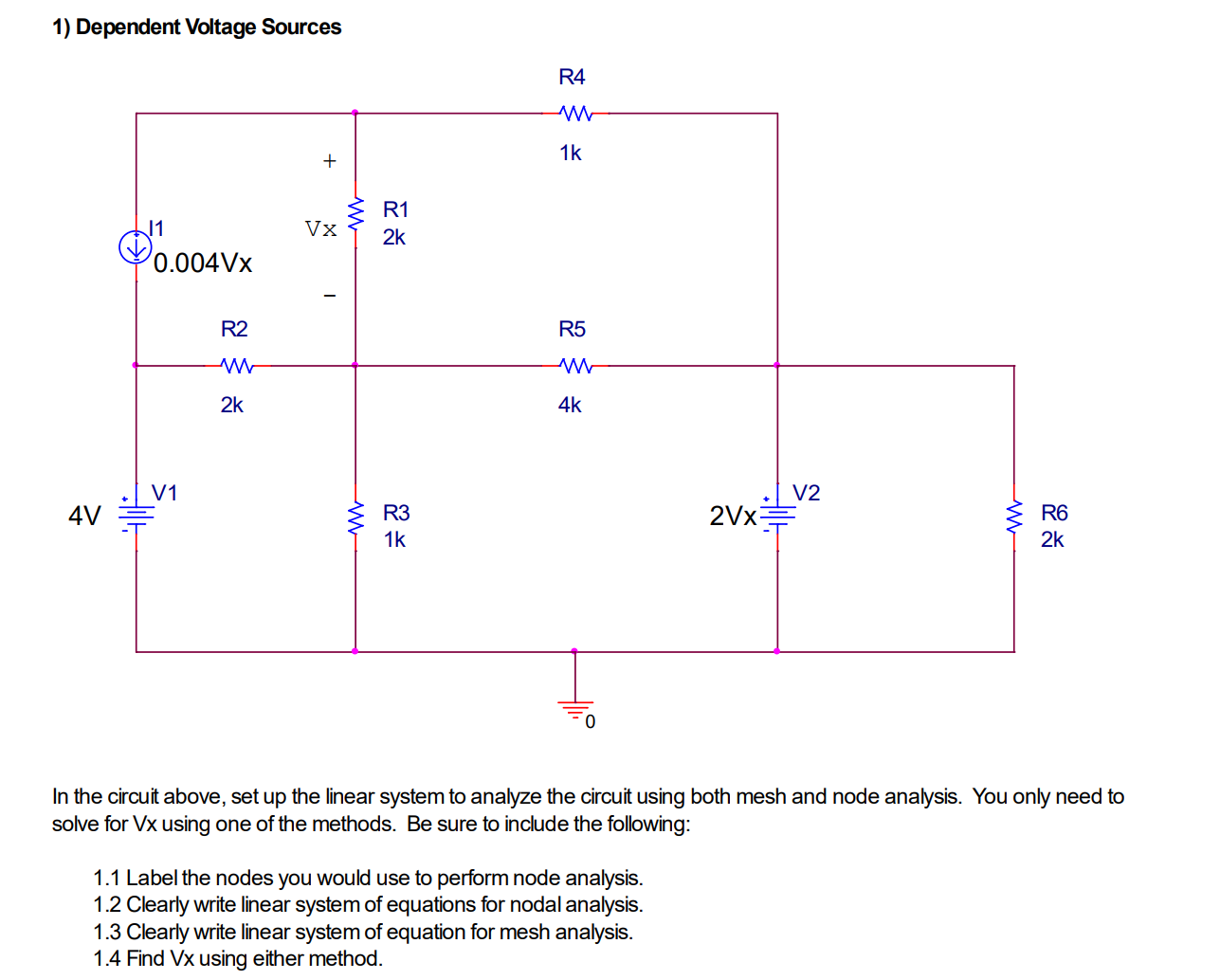 Solved 1) Dependent Voltage Sources In the circuit above, | Chegg.com