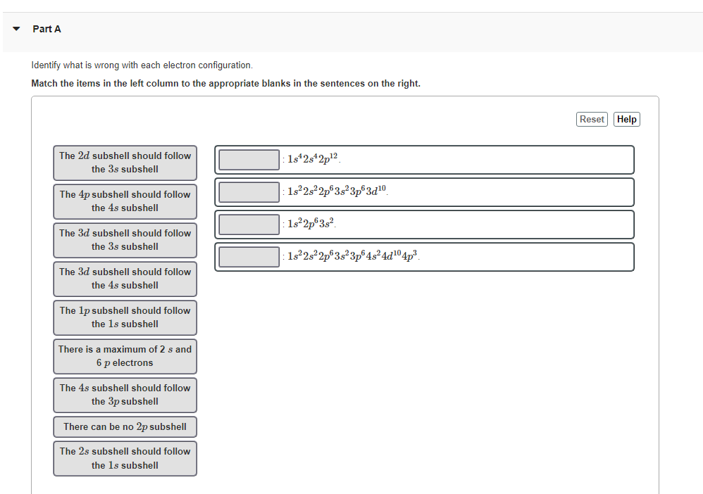 Solved Part A Identify what is wrong with each electron | Chegg.com