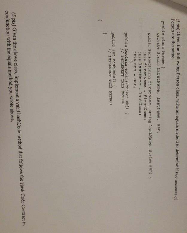 Solved (5 pts) Given the following Person class, write an | Chegg.com