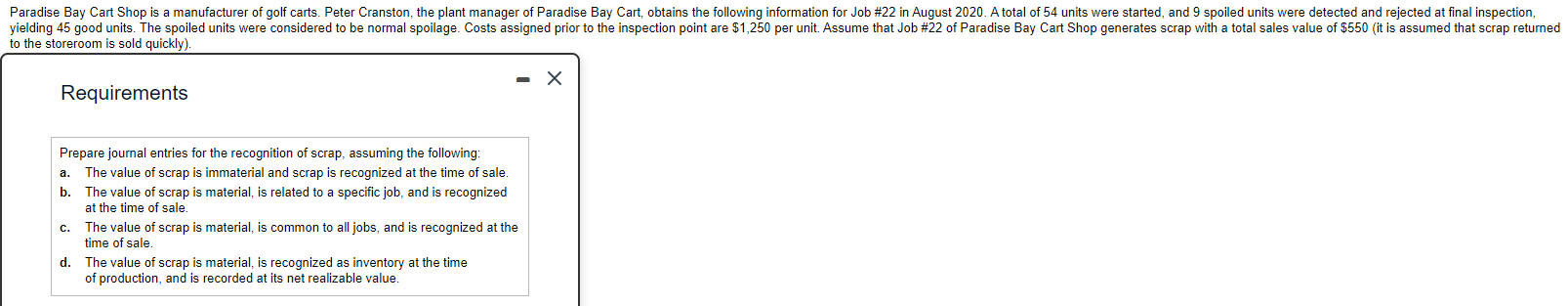 Solved Prepare journal entries for the recognition of scrap, | Chegg.com