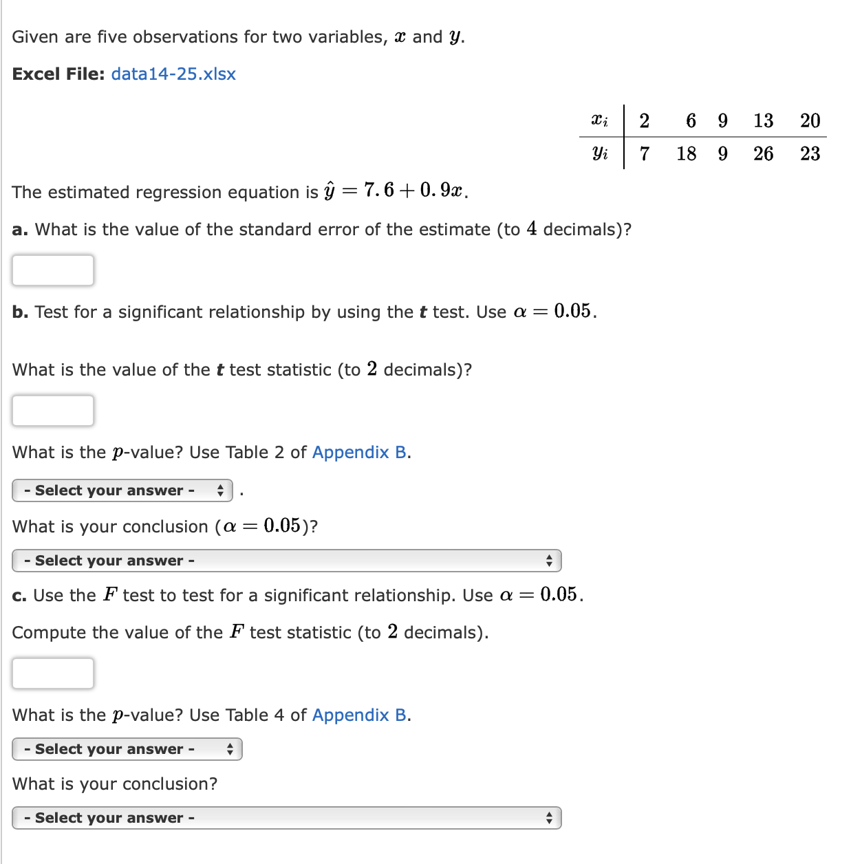 Solved Given are five observations for two variables, x and | Chegg.com