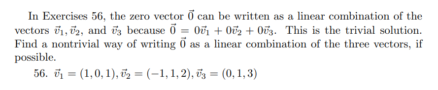 Solved In Exercises 56, the zero vector 0 can be written as | Chegg.com