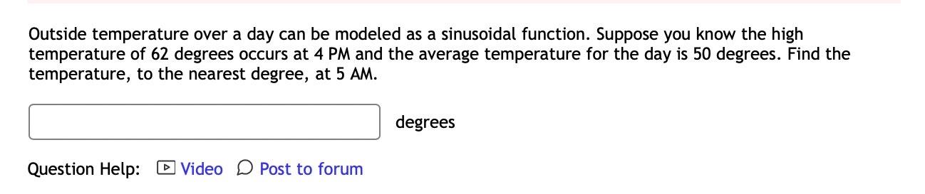 Solved Outside temperature over a day can be modeled as a | Chegg.com