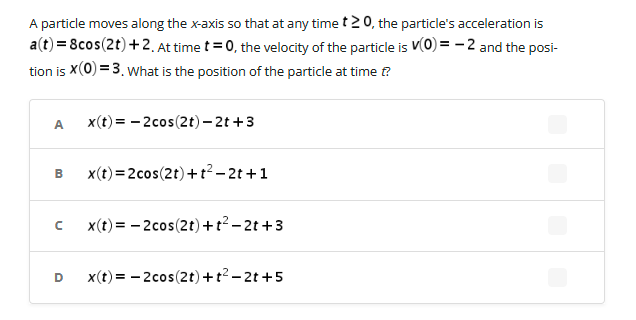 [Solved]: A particle moves along the x-axis so that at any