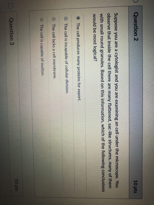 Solved Question2 10 pts Suppose you are a cytologist and you | Chegg.com Solved Question2 10 pts Suppose you are a cytologist and you | Chegg.com