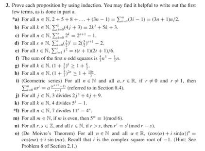 Solved 3. Prove cach proposition by using induction. You may | Chegg.com