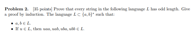 Prove that every string in the following language L | Chegg.com
