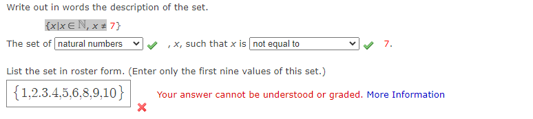 Solved Write out in words the description of the set. 7} The | Chegg.com