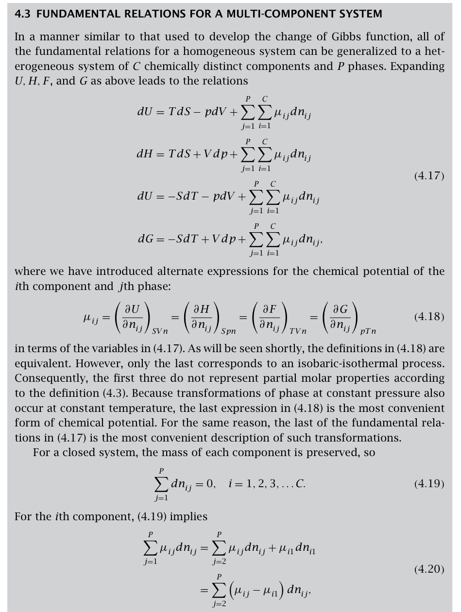 Derive the fundamental relations (4.17) for a mixture | Chegg.com