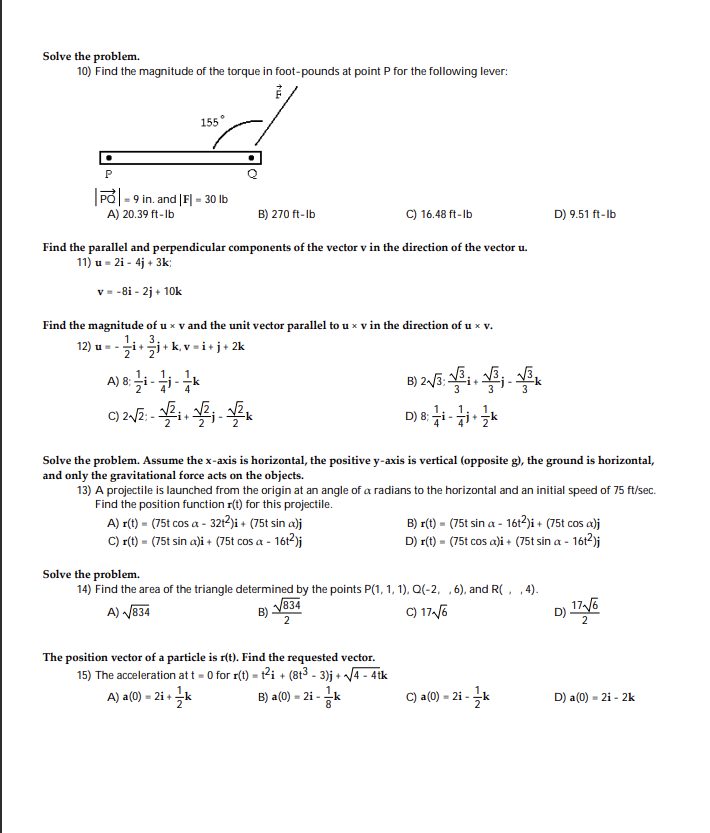 Solved Solve the problem. 10) Find the magnitude of the | Chegg.com