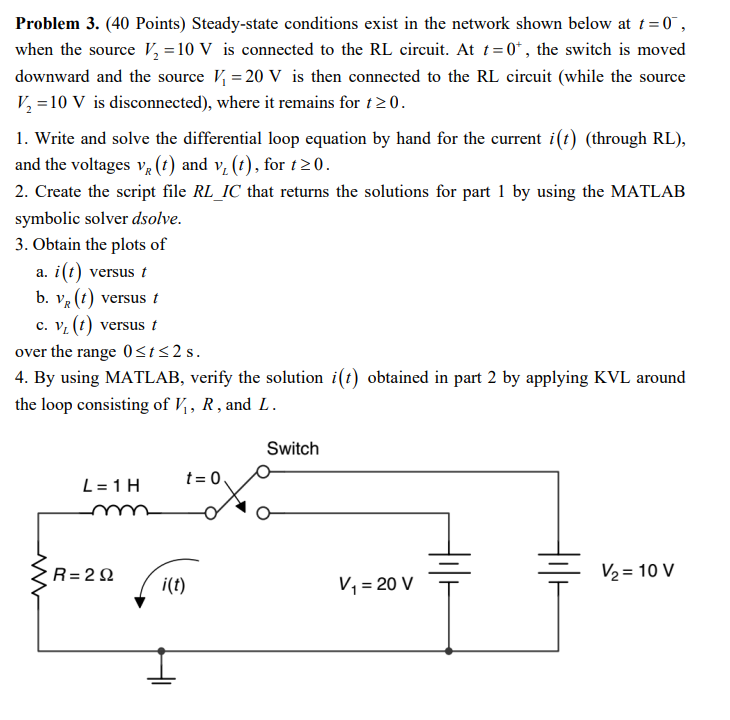 Solved Problem 3. (40 Points) Steady-state conditions exist | Chegg.com
