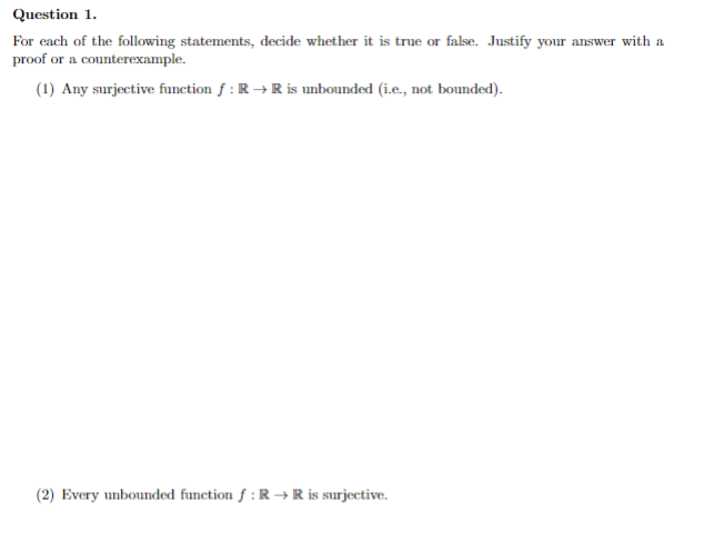 Solved For each of the following statements, decide whether | Chegg.com