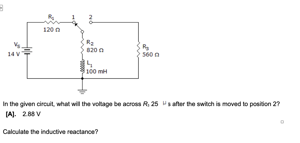Solved R 2 1202 Vs 14 V R2 8202 R3 5602 L. 100 m In the | Chegg.com