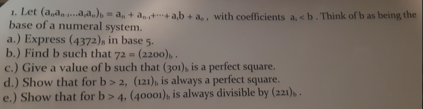 Solved 1. Let (a,an..... a.)b = a, + anu+---+ ab + a., with | Chegg.com