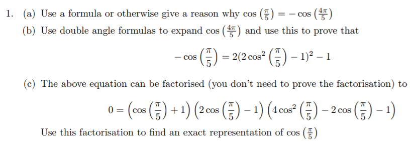 Solved 1. (a) Use a formula or otherwise give a reason why | Chegg.com