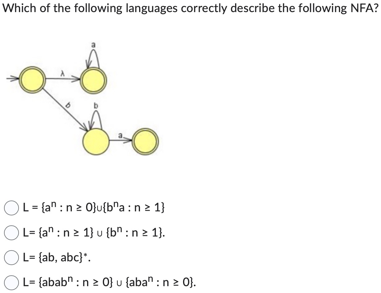 Solved Which of the following languages correctly describe | Chegg.com